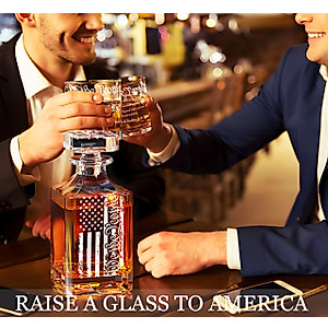 Whiskey Decanter Set for Men, We The People Decanter Set with Glasses, Engraved American Flag Decanter for Liquor Bourbon Gifts for Men Unique Birthday Father's Day Gifts for Men Dad
