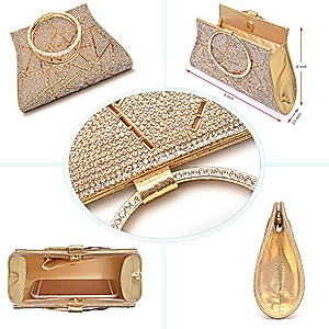 MOSSMON Crystal Clutch Purses Bride and Bridesmaid Handbag Elegant Wristlet Evening Bag for Women（Gold）