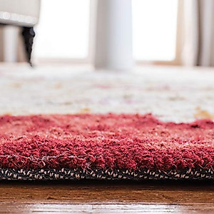 SAFAVIEH Chelsea Collection 2'6" x 8' Ivory / Burgundy HK73A Hand-Hooked French Country Wool Runner Rug