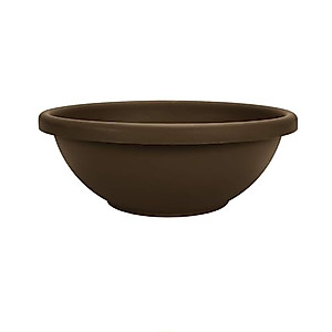 The HC Companies 15.5 Inch Large Garden Bowl Planter - Shallow Plant Pot with Drainage Plug for Indoor Outdoor Flowers, Herbs, Chocolate