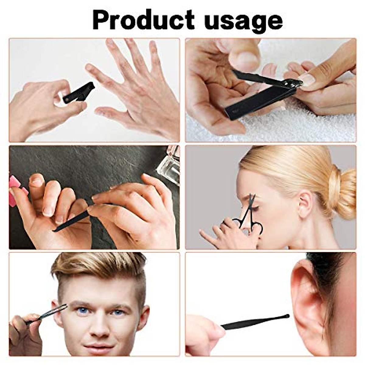 Manicure Kit Nail Clippers Set Stainless Steel Professional Pedicure Black 8 in 1 Grooming Nail Scissors Cutter Ear Pick Tweezers Scissors Eyebrow Nail file for Man&Women gift (black/red_8in1)