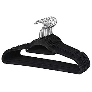 ZenStyle 100 Pack Ultra Thin Velvet Hangers - Non Slip Black Clothes Suit Hangers, 360 Degree Swivel Hook, Velvet Flocked Surface