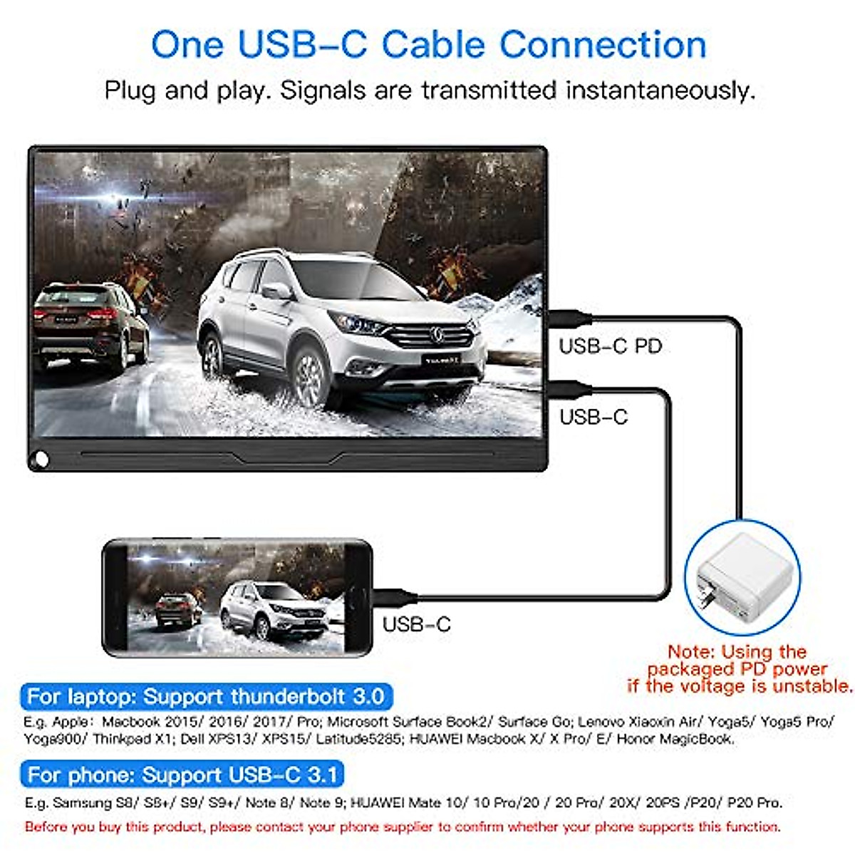 Eyoyo Portable Computer Monitor 4K Gaming Monitor 13.3 inch 3840x2160 UHD IPS Display USB-C Monitor Compatible with Mac Laptop PS4 Xbox One Smartphone