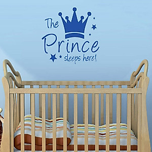Maydahui 2PCS Wall Sticker The Prince/Princess Sleep Here 12.6 Inch Little Crown Star Art Quotes Wall Decal Decor for Living Room Bedroom