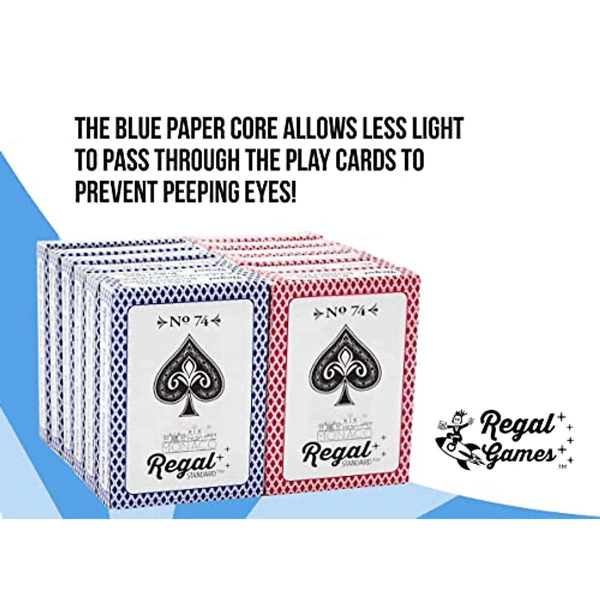 Regal Games - Bulk Playing Cards -2 Sets of 6-Red and Blue-12 Pack - Poker Size, Standard Index -for Blackjack, Euchre, Canasta Card Game - Perfect for Large Events, Bulk Purchasing