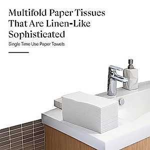 100 Disposable Linen Feel Guest Towels - Paper Hand Towels for Bathroom - Cloth Like White Paper Towel - Cocktail Hand Napkins - Highly Absorbent, Soft Fancy Guest Hand Towels 12" X 17" (Pack Of 100)