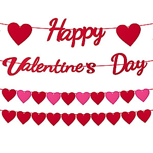 One Set of Valentines Day Decor Valentines Day Banners String Hearts Valentines Decoration Romantic Decorations Special Night DIY Felt Heart Decoration Letter Banner for Home Wedding Party Anniversary