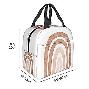 Neutral Boho Rainbow Reusable Insulated Lunch Bag For Women Men Waterproof Tote Lunch Box Thermal Cooler Lunch Tote Bag For Work Office Travel Picnic