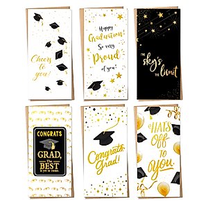 YoMont 24 Pack Gold Foil Graduation Cards 2024 - Money Holder Pack of 24 with Envelopes - Gift Card & Party Supplies for College & High School Graduations