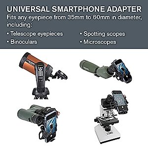 Celestron - NexYZ DX Kit - 3-Axis Universal Smartphone Adapter - Digiscoping Smartphone Adapter - Bluetooth Shutter Release Remote – Capture Images and Video Through Your Telescope or Spotting Scope