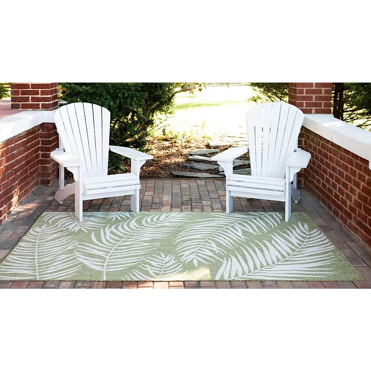 Unique Loom Outdoor Botanical Collection Area Rug - Palm (9' x 12' Rectangle, Green/ Ivory)