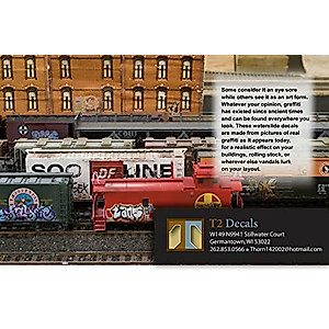 N Scale 1:160 Graffiti Waterslide Decals Set #2 - Weather Your Rolling Stock & Structures!