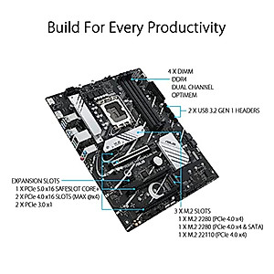 ASUS Prime H770-PLUS D4 Intel® H770(13th and 12th Gen) LGA 1700 ATX Motherboard with PCIe 5.0, 3xPCIe 4.0 M.2 Slots,DDR4,2.5Gb LAN,DisplayPort, HDMI,USB 3.2 Gen 2 Type-C,Thunderbolt™ (USB4®) Support