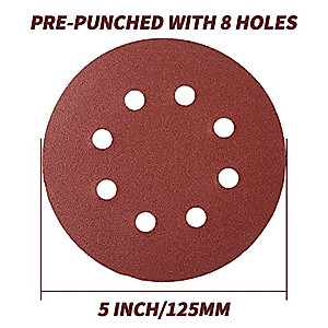 200PCS Sanding Discs Set, 5 Inch Hook and Loop Sanding Discs, 5 Inch Orbital Sanding Discs Include 60/80/120/180/240/320/400 Assorted Grits Sandpaper, 5 Orbital Sander Discs for Random Orbital Sander