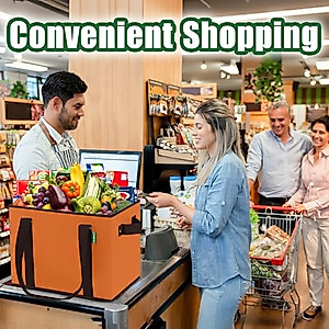 LALABAG Reusable Grocery Bag (Pack of 3) - Heavy Duty Box with High Load Carrier, Foldable, Perfect for Shopping, Gifting, Storage (Orange)