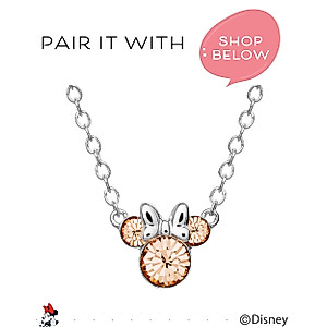 Disney Womens Minnie Mouse October Birthstone Stud Earrings - Minnie Mouse Brass Earrings - Disney Jewelry (October-Fuchsia Crystal)