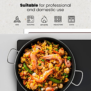 Machika Stainless Steel Pan with Non-Sticking Surface | Cooking Pan | Large Skillet Perfect for Preparing Mediterranean Food | Sandwich Bottom | 3 Servings | 11 inches |