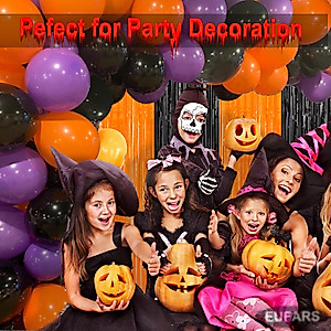 100pcs 12 inch Halloween Party Balloons (Black Orange Purple Balloons). EUFARS Thicken Latex Matte Balloons for Halloween Balloon Arch Birthday Party Decorations