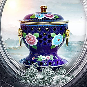 JYSWDZ Round Chafing Dishes, Vintage Hot Pot & Shabu, with Brass Inner Pot and Water Tray, Chinese Cooker Traditional Stew Pot Soup Pot for Cook Cooking