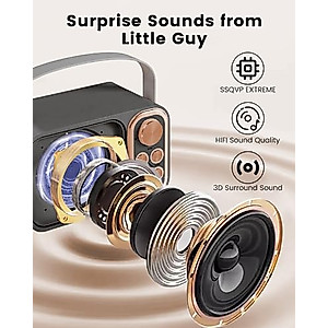 ALPOWL Mini Karaoke Machine for Adults Kids, Portable Bluetooth Speaker with Retro Radio Appearance, One-Click to Cancel The Original Sound for Home Party, Outdoor/Indoor