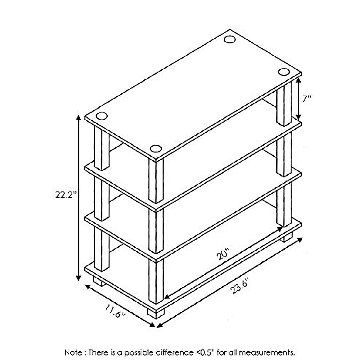 Furinno Turn-S-Tube 4-Tier Shoe Rack, Espresso/Black