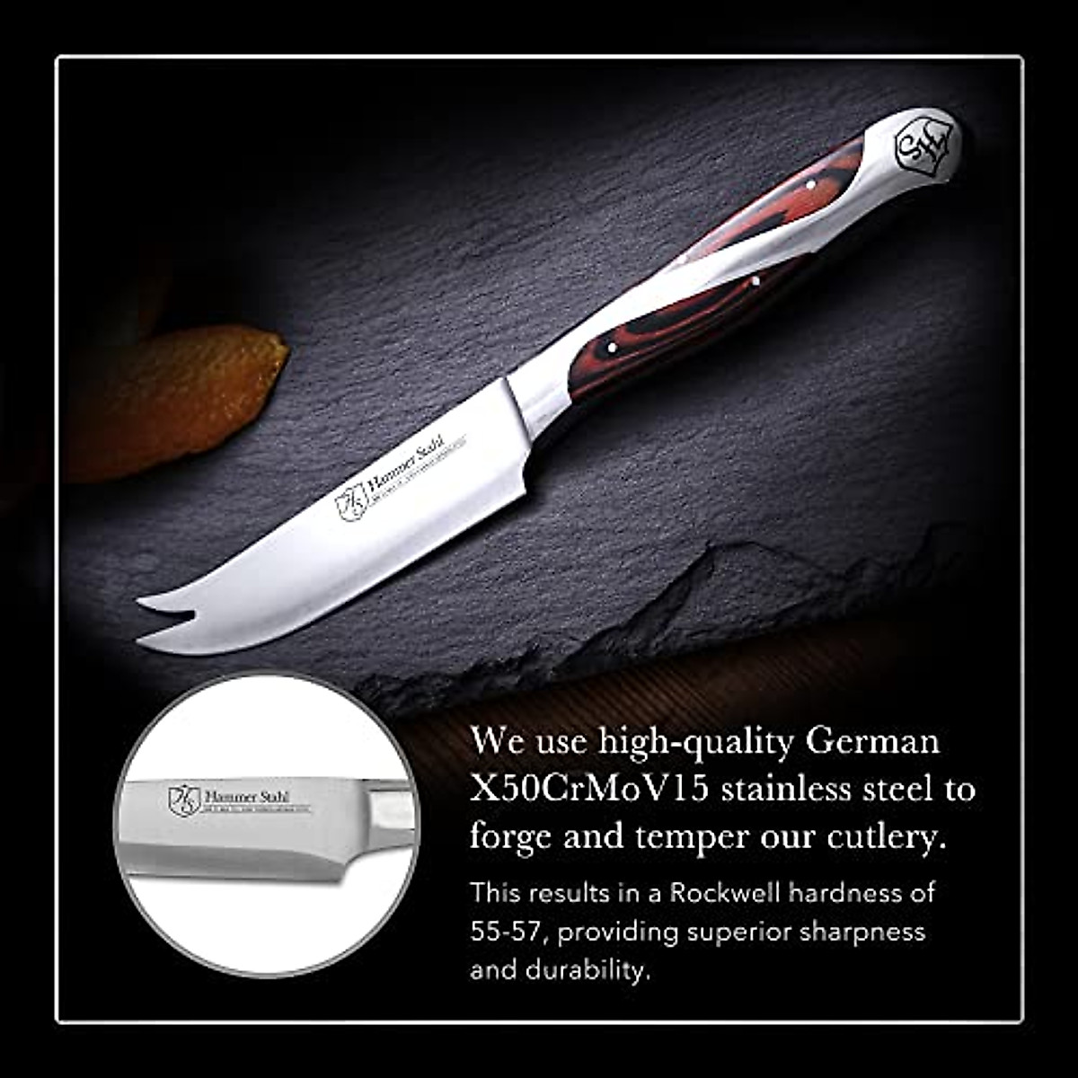 Hammer Stahl Bar Knife | Professional Bartender Knife for Garnishing, Cocktail Crafting & Citrus Peeling | High Carbon Stainless Steel Citrus Knife | Ergonomic Quad-Tang Pakkawood Handle & Gift Box