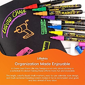 Chore Board | with 8 Pack Vibrant Liquid Chalk Markers | 12x17 Magnetic Dry Erase Chore Chart Reward Chart for Kids and Adults | Chore Chart for Kids Multiple Kids