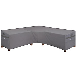 PATIOASIS Grey Outdoor V-Shaped Sofa Cover 102''L x 102''W x 35.5''D x 31/26''H Waterproof Sectional V Shape Patio Furniture Cover All Weather Proof