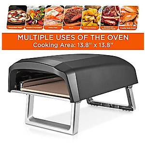 Commercial Chef Pizza Oven Outdoor - Gas Pizza Oven Propane - Portable Pizza Ovens for Outside - Stone Brick Pizza Maker Oven Grill with Dual L-Shaped Burner