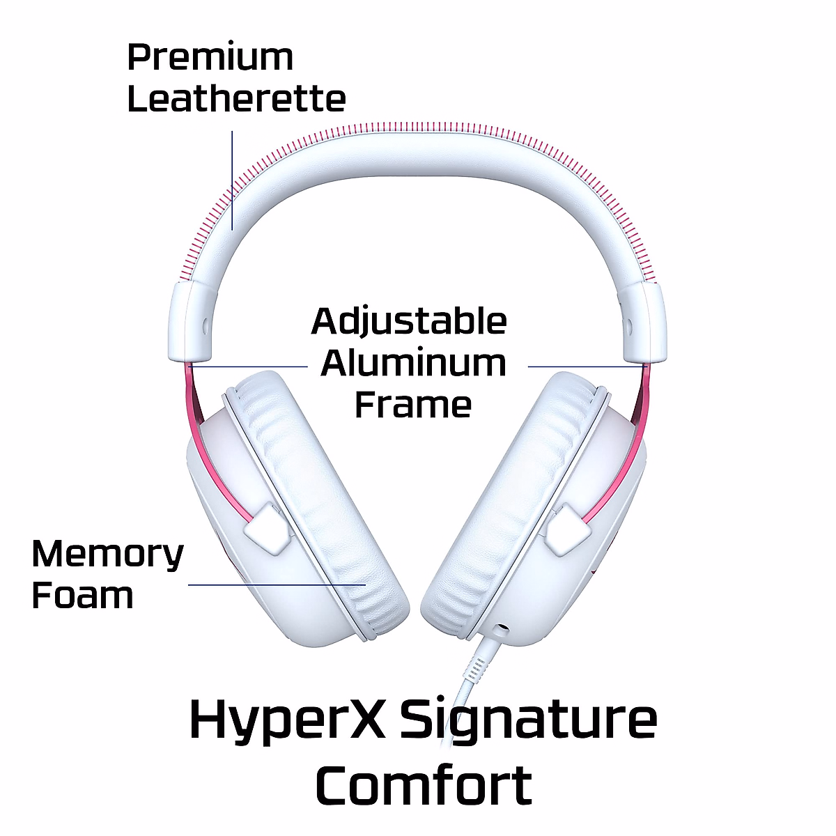 HyperX Cloud II - Gaming Headset, 7.1 Virtual Surround Sound – White/Pink & QuadCast S – RGB USB Condenser Microphone for PC, PS4, PS5 and Mac, Anti-Vibration Shock Mount, 4 Polar Patterns