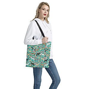 Xpyiqun Horse Floral Kitchen Reusable Grocery Bags Eco Friendly Canvas Tote Bag for Girls Women Shopping Handbag Heavy Duty Travel Beach Shoulder Bag School Bookbags Storage Pouch