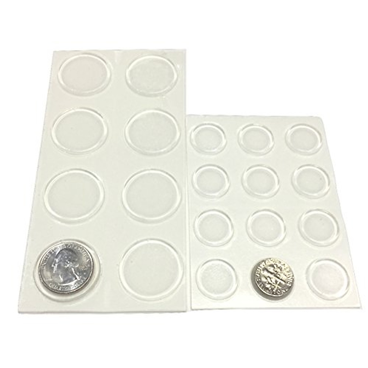 Round Clear Adhesive Bumpers Combo (Large, Medium) - Transparent Self Stick Rubber Pads for Glass Table Top, Furniture, Laptop, Mirrors - 20 PCs
