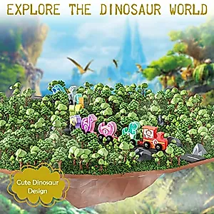 WOODMAM Wooden Dinosaur Number Train, Montessori Toy Train Set with Storage Bag, Educational Toy Gift for Baby Toddler Boys Girls Age 1 2 3 Years Old