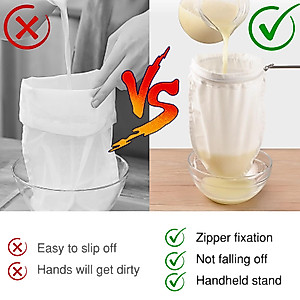 FATCAT Nut Milk Bag Strainer with Stand, Strainers Fine Mesh Bags, Jelly strainer, Reusable Cheese Cloth Bag for Straining for Filter Juices, NutMilk, Cheese, Honey, Butter, S