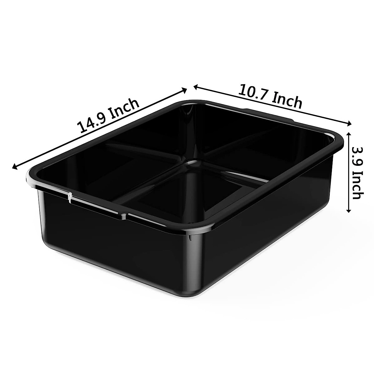 5-Pack Commercial Bus Tubs Box/Tote Box, Black Plastic Storage with Handles, Wash Basin Tub 8 Liter