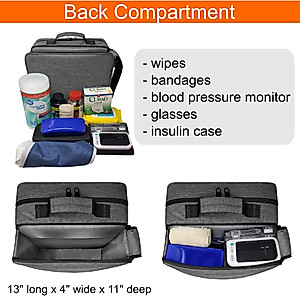 StarPlus2 Extra-Large 2-Compartment Customizable Modular Pill Bottle Organizer, Medicine Bag, Case, Carrier for Medications, and Medical Supplies - for Home Storage and Travel - Dark Gray (with Lock)