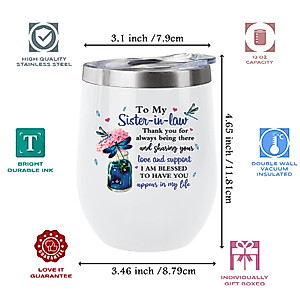 Qatdey Sister in Law Gifts Wine Tumbler, Sister in Law Birthday Gift Ideas, Best Gifts for Sister in Law Mug, Wedding Gifts for Sister-in-Law, Future Sister in Law Gifts from Sister in Law 12 oz Cup