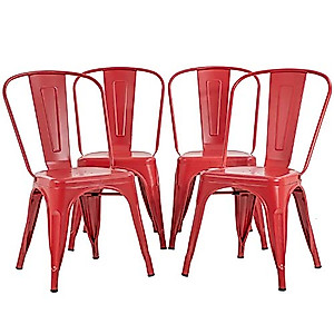 Metal Dining Chairs Set Of 4 Indoor Outdoor Chairs Patio Chairs 18 Inch Seat Heigh Kitchen Chairs Tolix Side Bar Chairs Trattoria Metal Chairs Restaurant Chair 330LBS Weight Capacity Stackable Chair