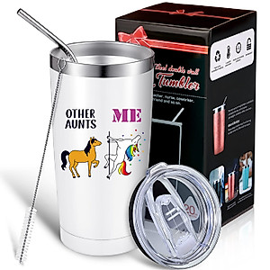 Patelai Other Aunts Me Unicorn Mug, Best Aunt Gift for Auntie, Favorite Aunticorn from Niece, Nephew, Funny Aunts Gifts for Birthday, Christmas, Mother's Day, 20 oz Mug Tumbler with Gift Box (White)