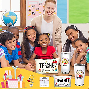 Maxcheck 16 Pcs Teacher Appreciation Gifts Set Include Teacher Tumbler Cosmetic Bag Keychain and Blessing Card Bracelets for Thank You Teacher Teacher's Day Graduation Gifts