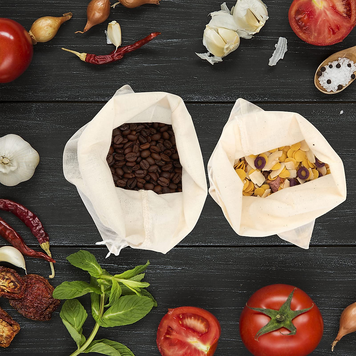 FOCCIUP 10 Pcs 8x10 Inches Reusable Muslin Bags with Drawstrings Cotton Sachet Bags for Jewelry Party Favors