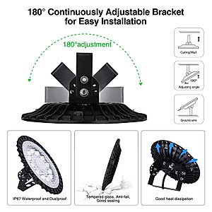 50W UFO LED High Bay Light, 6000-6500K Cool White LED Workshop Light, Ultra Thin Factory Warehouse LED Industrial Lighting, IP65 Waterproof Commercial Bay Lighting for Garage Factory Gym