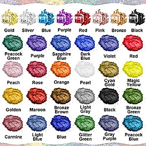 Mica Powder for Epoxy Resin, 32 Colors X 5g Mica Pigment Powder Metallic Colors Shimmer Glitter Powder, for Soap Making,Bath Bomb, Candle Making, Art Crafts, Resin Dye, Nails, Slime