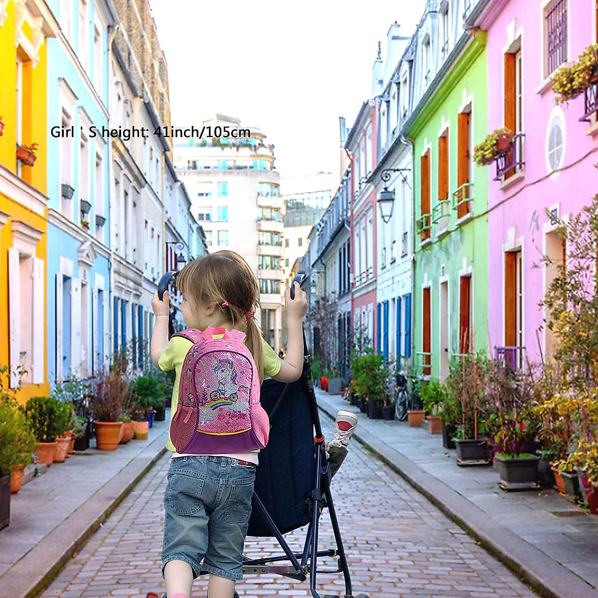 HAPPYSUNNY Toddler Backpack Reversible Sequin 13 Inch Lightweight for Preschool and Kindergarten Children, Kid Backpack, Mini School Bag Bookbag for 3-5 Years Girls