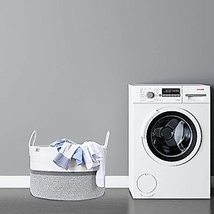 RITHLELA Cotton Rope Basket, Blanket Basket Living Room, Soft & comfortable Woven Laundry Basket, Storage for Kids/Dog Toys, Laundry, Towel, Shoes, Pillow