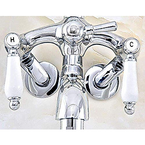 NZDY Faucet Polished Chrome Wall Mount Clawfoot Bathroom Tub Faucet Hand Shower Bathtub Mixer Tap Set