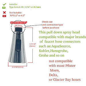 Kitchen Faucet Head Replacement Simple Kitchen Sink Faucet Parts Kitchen Faucet Head G 1/2 Pull Down Faucet Spray Head Movable Kitchen Tap Head Faucet Sprayer Water(Chrome)