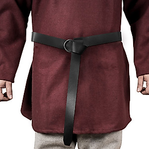 HiiFeuer Medieval PU Leather Ring Belt, Retro Renaissance Rivets Belt for LARP, Ren Faire & Parties (Black A)