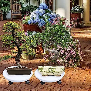 Plant Caddy, Indoor Outdoor Plant Stand with Wheels, Round Plant Stand for Flower Pot, Heavy Duty Potted Holder for Planter, Garden