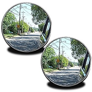 Zento Deals Pack of Two 2 Inch Stick-on Rearview Blind Spot Mirrors Aluminum Border Thin Car Mirrors